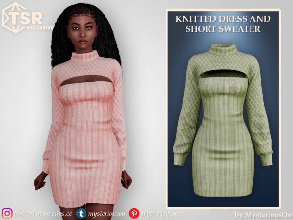 Chic Knitted Dress and Sweater Ensemble Sims 4 CC Download