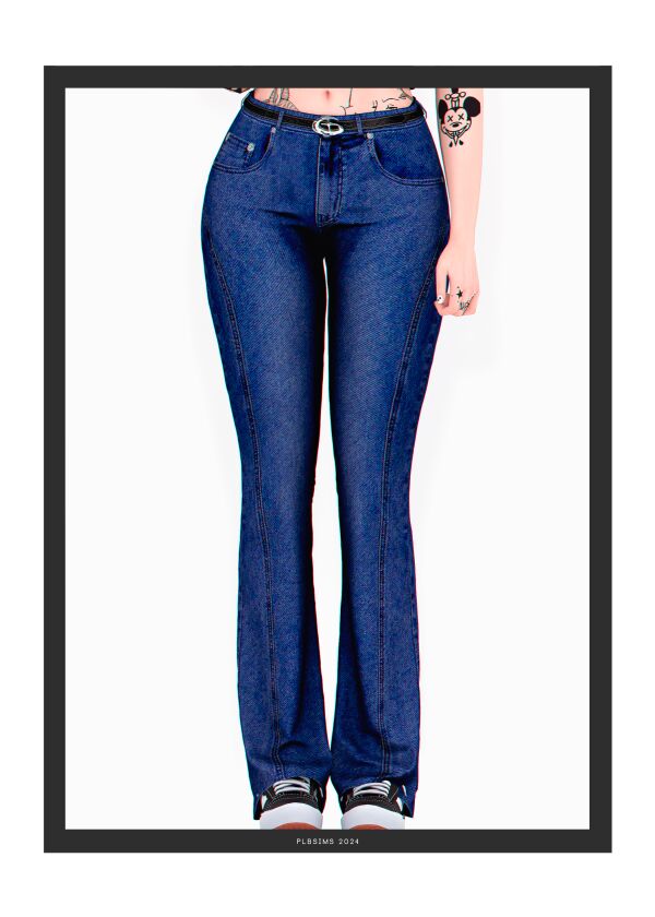 Stylish Minju Denim Pants (Belt Version) Sims 4 CC Download