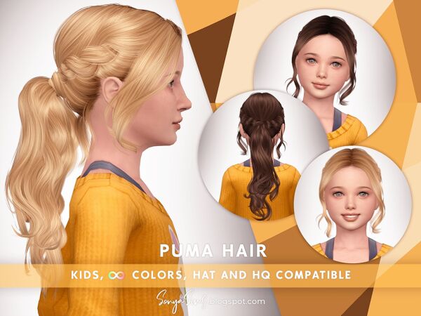 Puma Hair for Kids Sims 4 CC Download