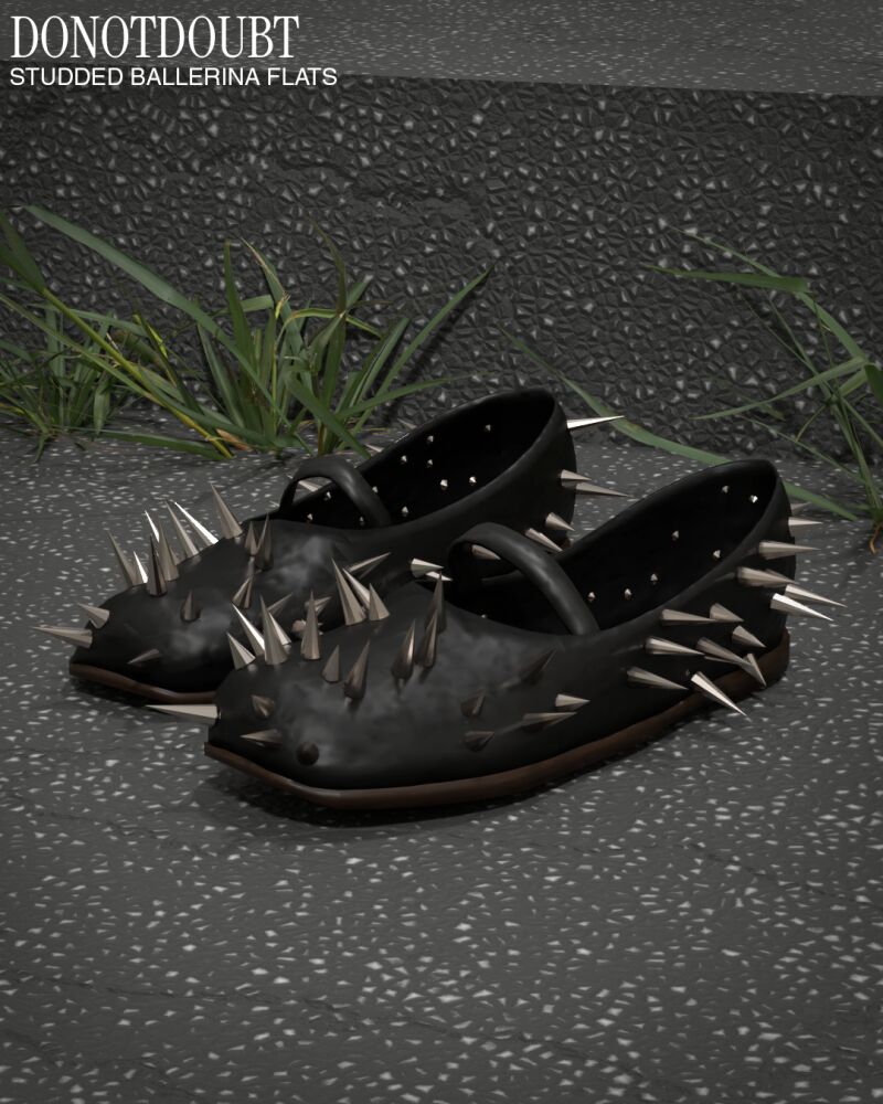 Stylish Studded Ballerina Flats Sims 4 CC Download