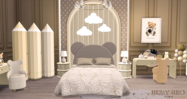 Teddy Bear Kids Room Set Sims 4 CC Download