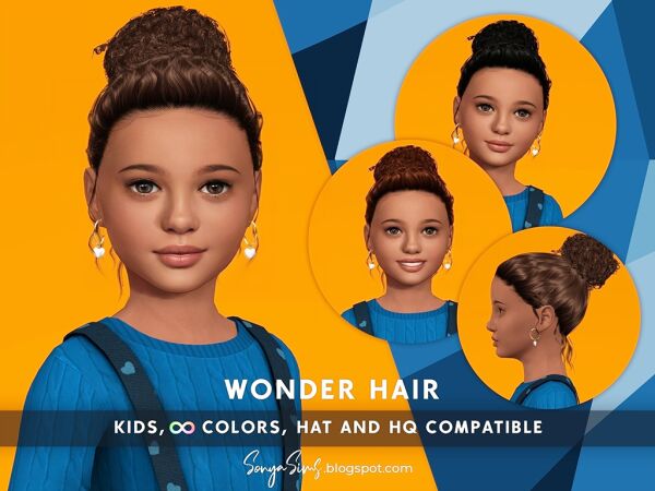 Wonder Hair Kids Sims 4 CC Download