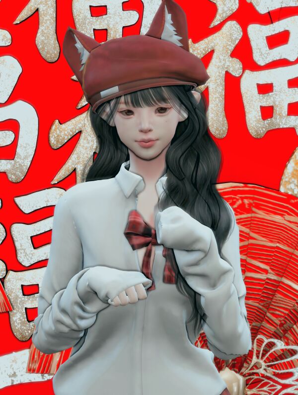 Adorable Cat Hat by Xiaoboluo Sims 4 CC Download