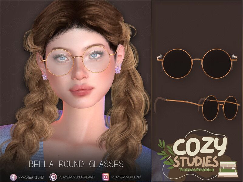 Stylish Bella Round Glasses Sims 4 CC Download