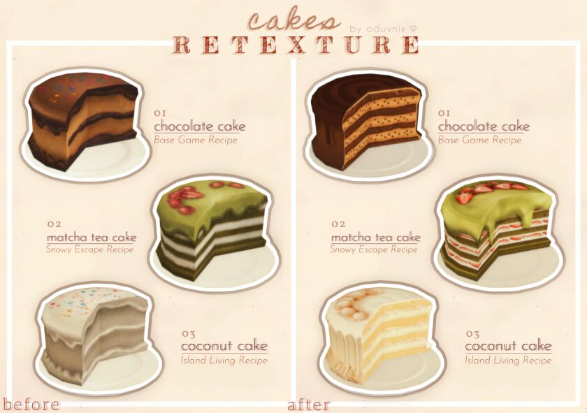 Delicious Cake Retextures for Your Game! Sims 4 CC Download