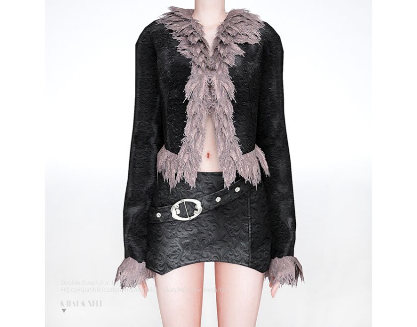 Double Punch FUR Jacket by Charonlee Sims 4 CC Download