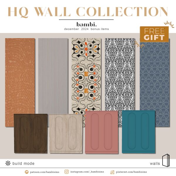 Stunning HQ Wall Collection by Bambisims Sims 4 CC Download