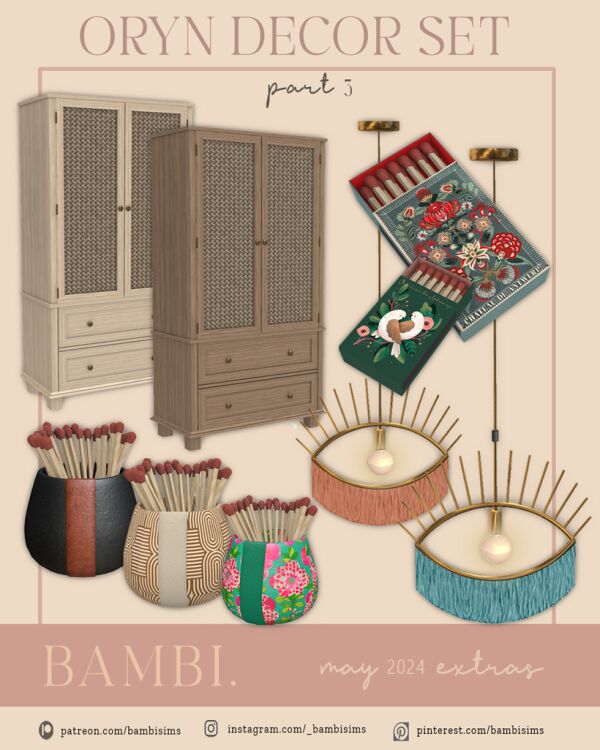 Stunning Oryn Decor Set 3 by Bambisims Sims 4 CC Download
