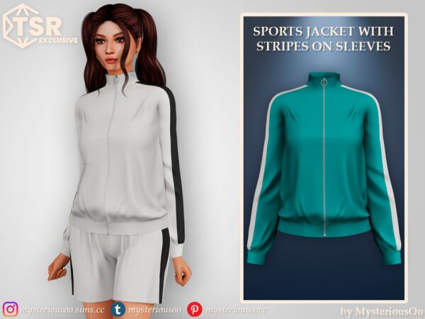 Stylish Sports Jacket with Stripes Sims 4 CC Download
