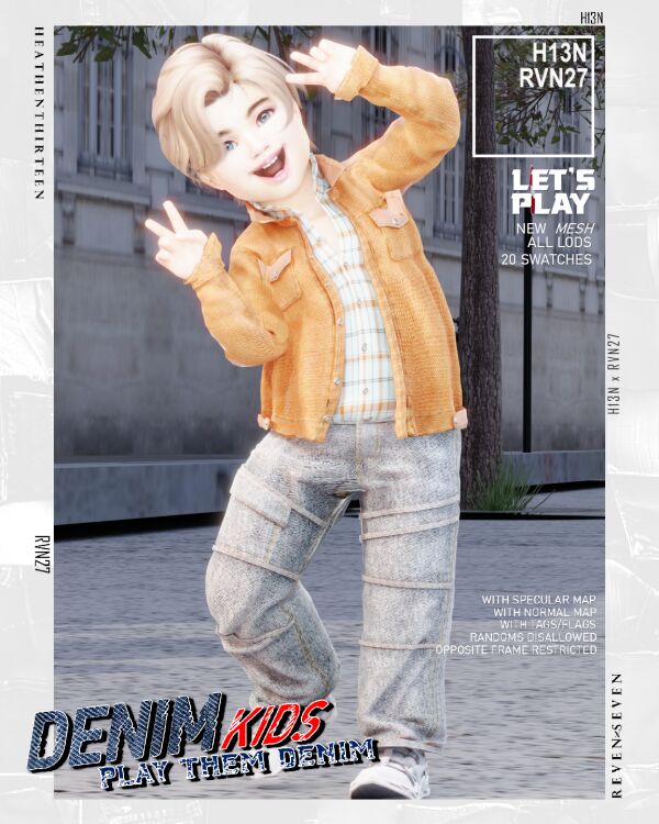 Stylish Toddler Denim Jacket with Suede Collar Sims 4 CC Download
