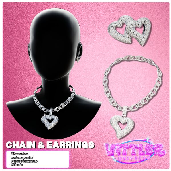 Endless Heart Chain Jewelry Set Sims 4 CC Download
