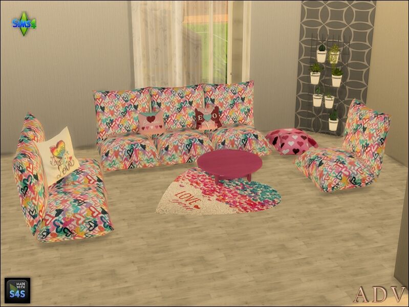 Romantic Valentine's Day Seating Sets Sims 4 CC Download