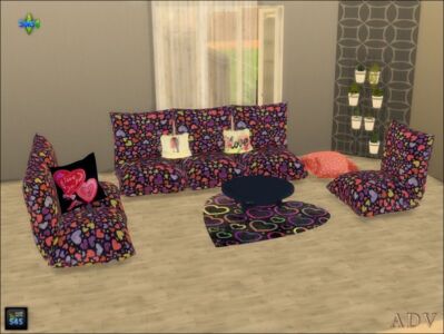 Romantic Valentine's Day Seating Sets Sims 4 CC Download