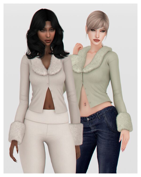 Angie Fur Cardigan by Backtrackcc Sims 4 CC Download