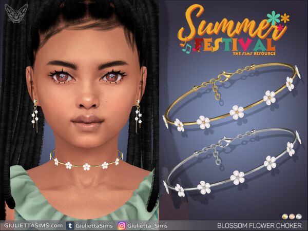 Blossom Flower Choker For Kids Sims 4 CC Download
