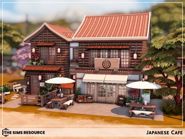 Stunning Japanese Cafe Residential Lot Sims 4 CC Download