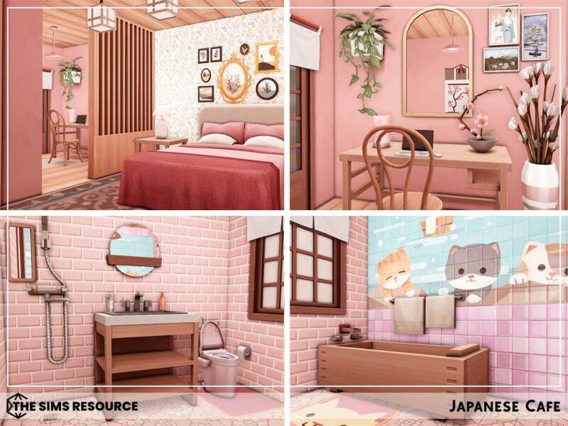 Stunning Japanese Cafe Residential Lot Sims 4 CC Download