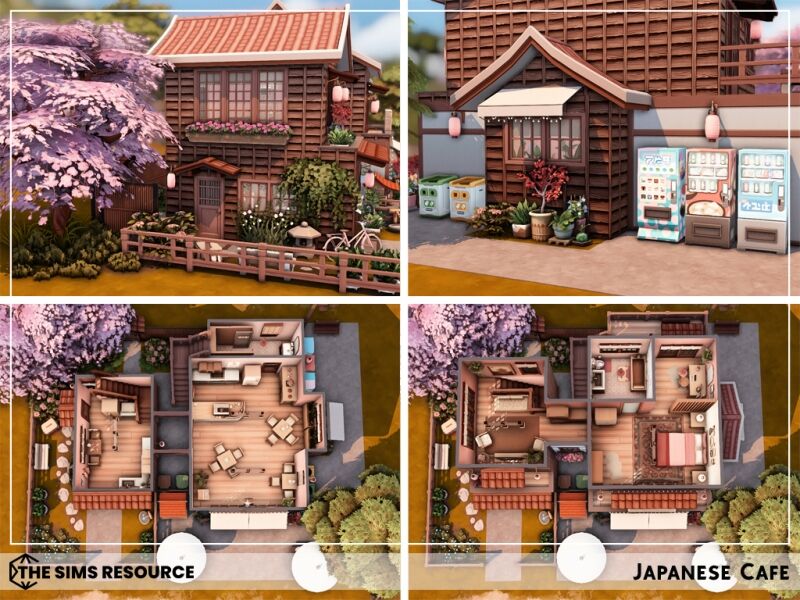 Stunning Japanese Cafe Residential Lot Sims 4 CC Download