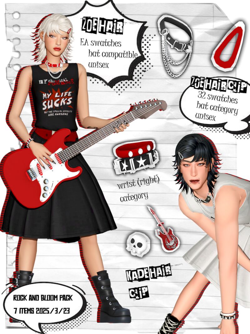 Rock 'N' Bloom Pack by Wotunciba Sims 4 CC Download