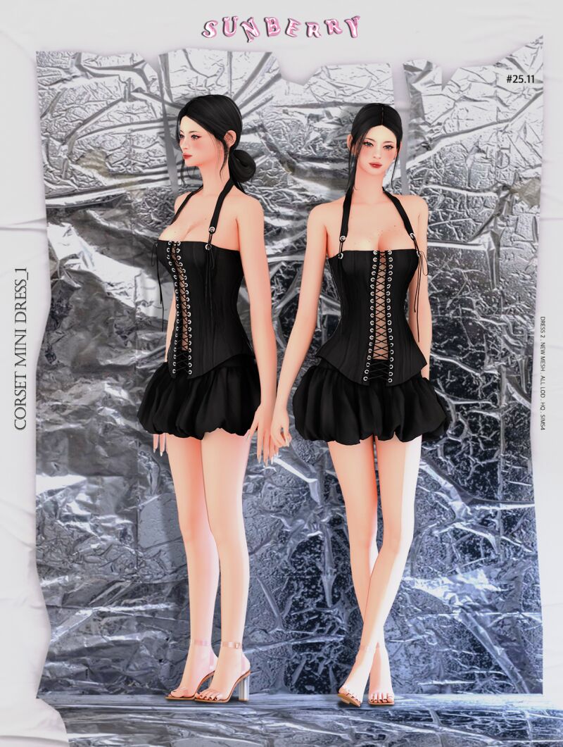 [Sunberry] #25.12 Corset Dress SET Sims 4 CC Download